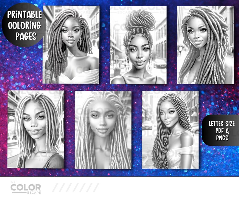 Black Women Locs Coloring Pages | African American Dreadlocks Hairstyle ...