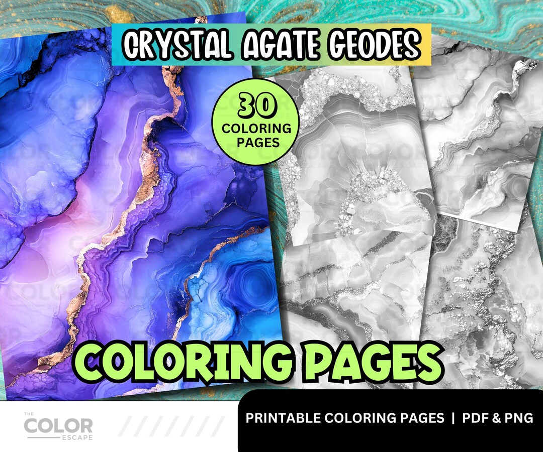 Crystal Agate Geodes Coloring Pages | Intricate Rock Pattern Printable ...