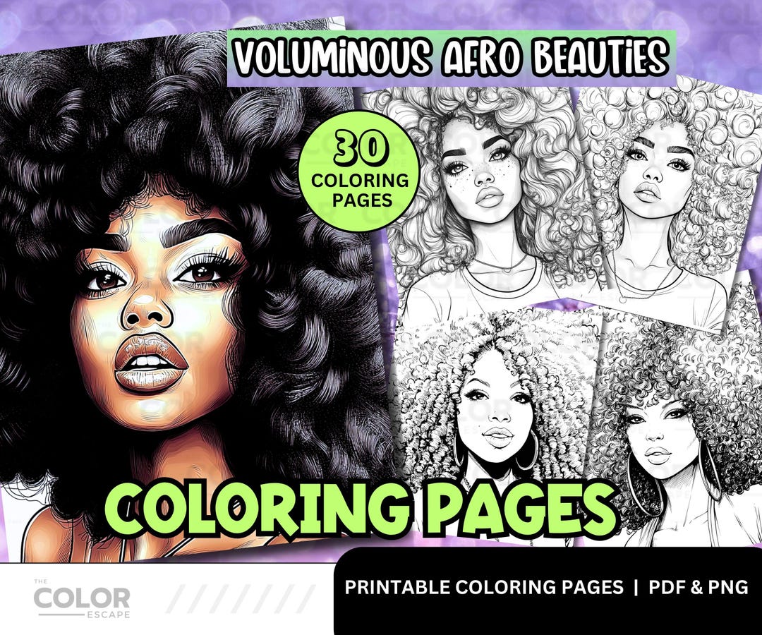 Afro Beauty Printable Coloring Pages | Black Girl Magic Digital ...