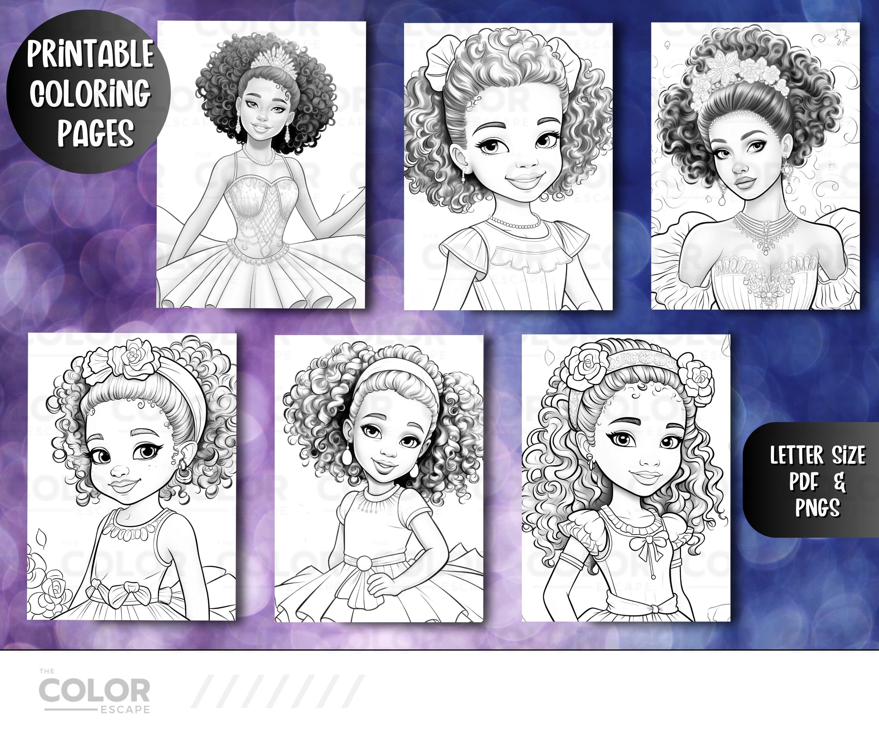 Black Ballerina Girls Coloring Pages African-american Girls Curly ...