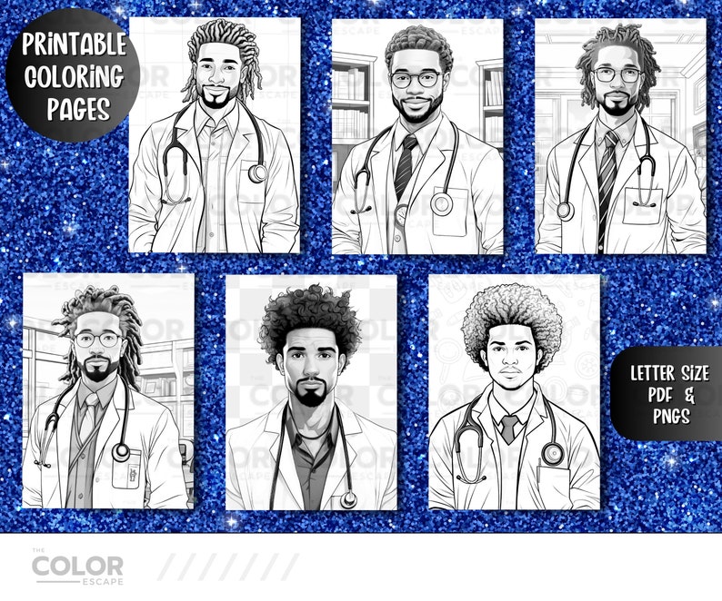Black Men Doctors Coloring Pages Handsome Black Male Doctor Portrait ...
