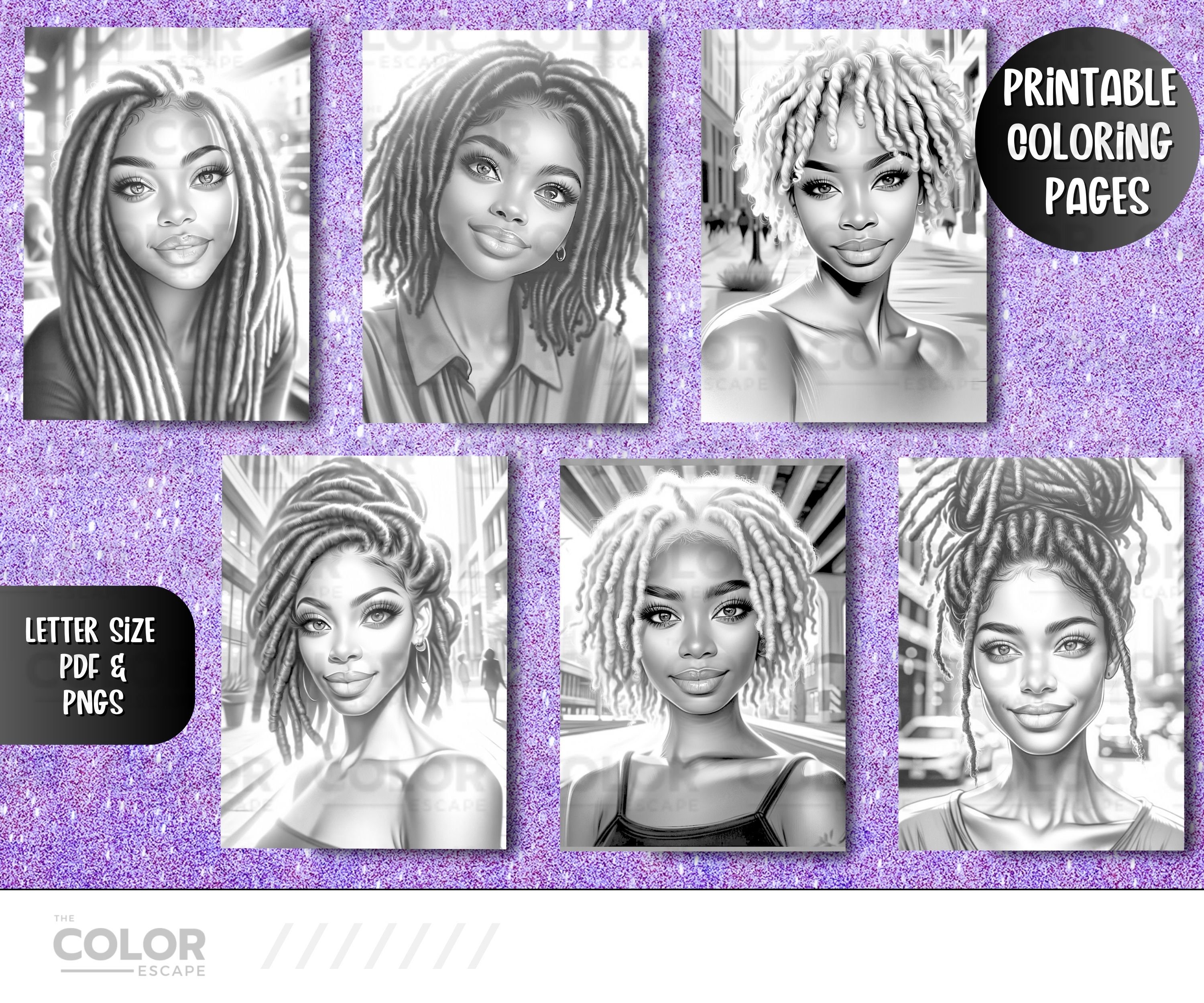 Black Women Locs Coloring Pages African American Dreadlocks Hairstyle ...