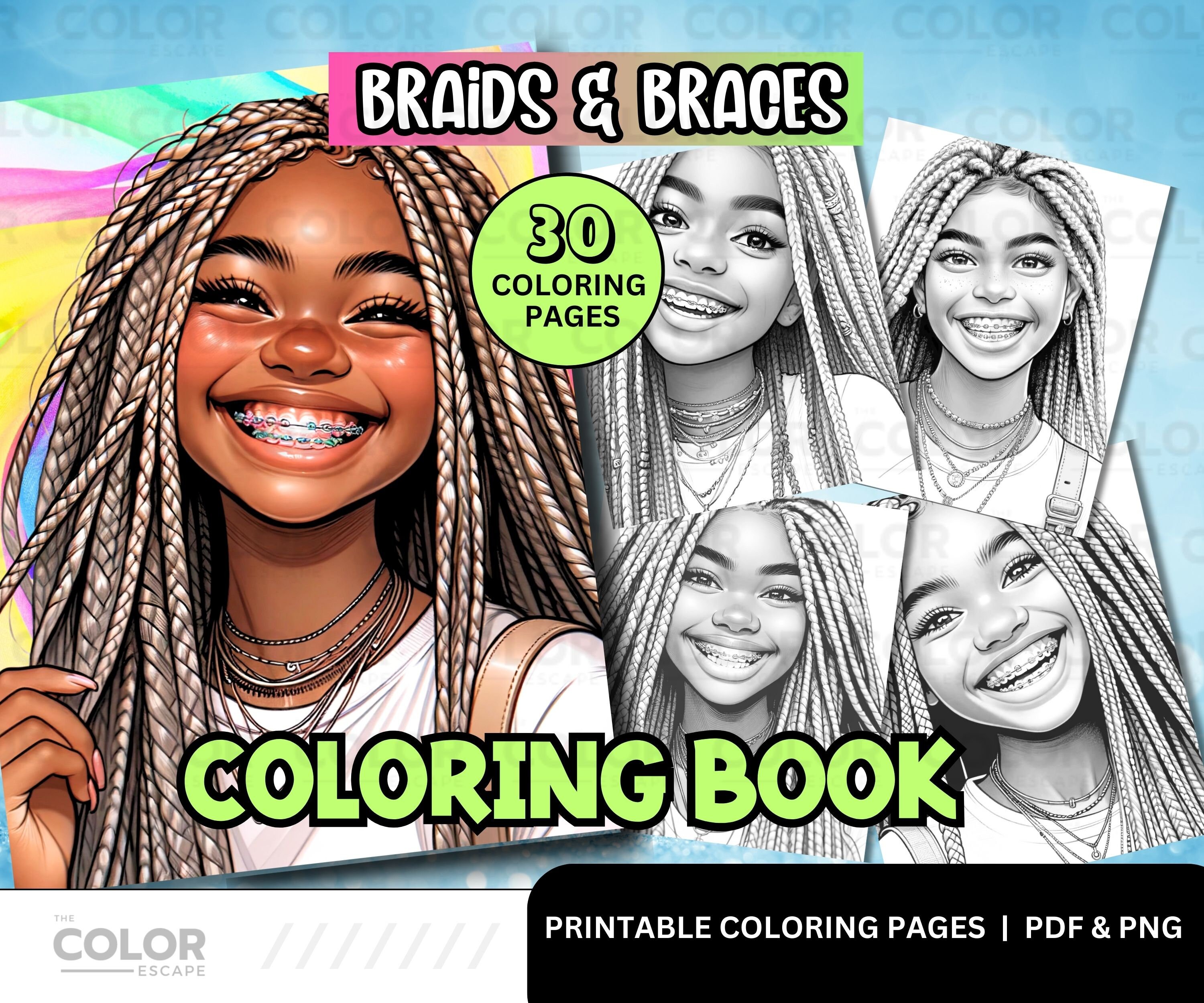 Black Girl Coloring Pages Cute African-american Girls Curly Afro ...