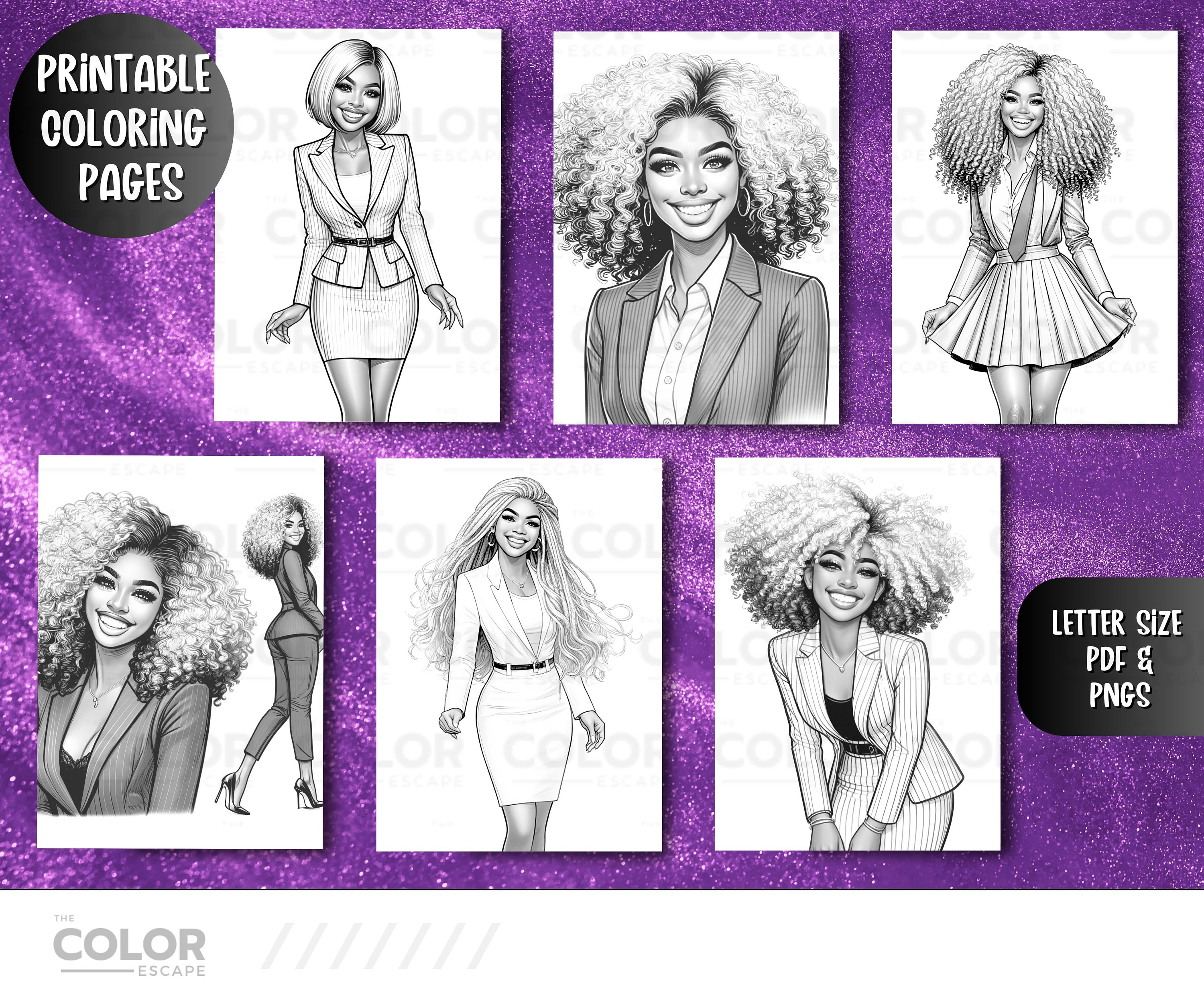 Black Corporate Women Coloring Pages | African American Business Women ...
