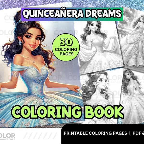 Quinceañera Coloring Pages - Etsy