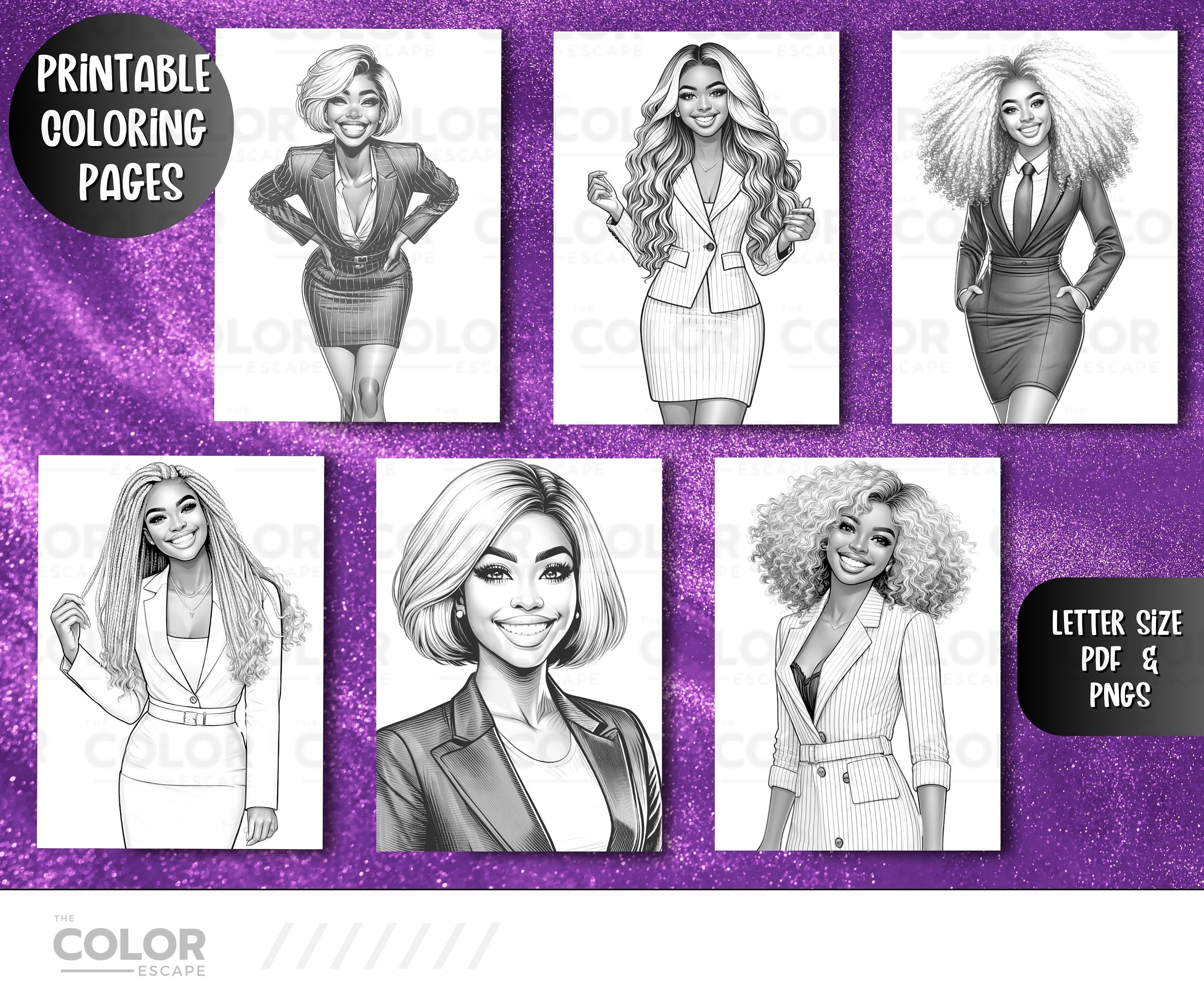 Black Corporate Women Coloring Pages | African American Business Women ...