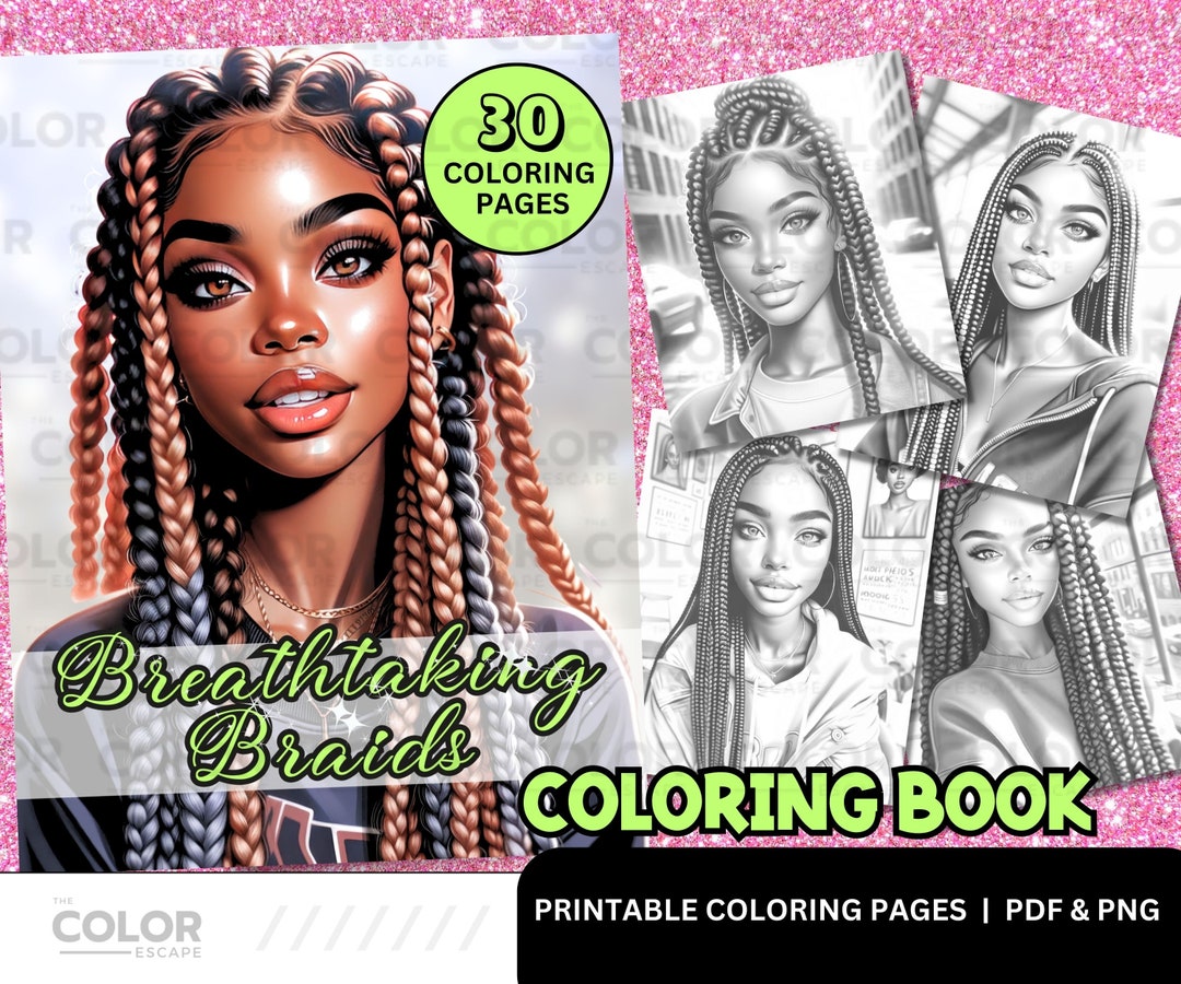 Black Women Braids Coloring Pages | African American Braid Hairstyles ...