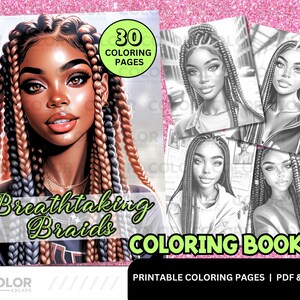 Black Women Braids Coloring Pages | African American Braid Hairstyles | Printable Adult Coloring ...