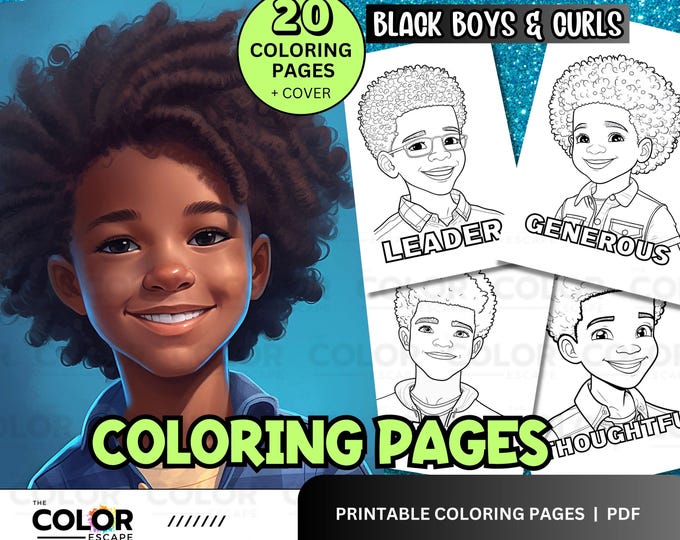 Black Girl Coloring Pages | Cute African-american Girls | Curly Afro ...