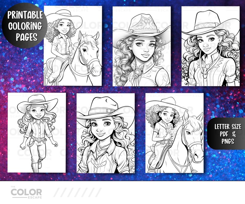 Black Cowgirls Coloring Pages Cute African-american Girls Color Natural ...