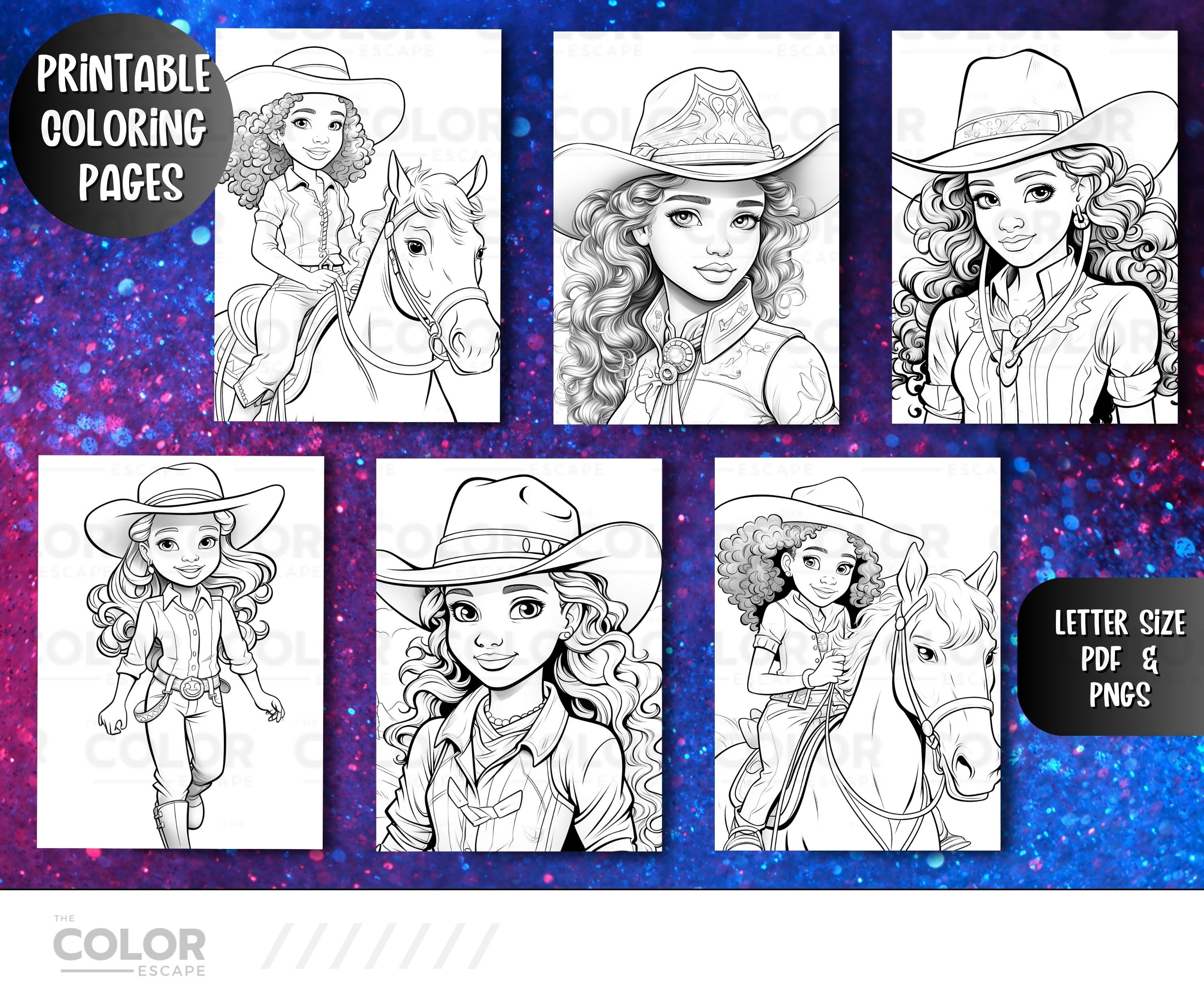 Black Cowgirls Coloring Pages Cute African-american Girls Color Natural ...