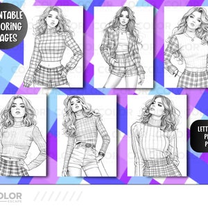 School Girls Wearing Plaid Coloring Pages | Stylish Women's Fashion ...