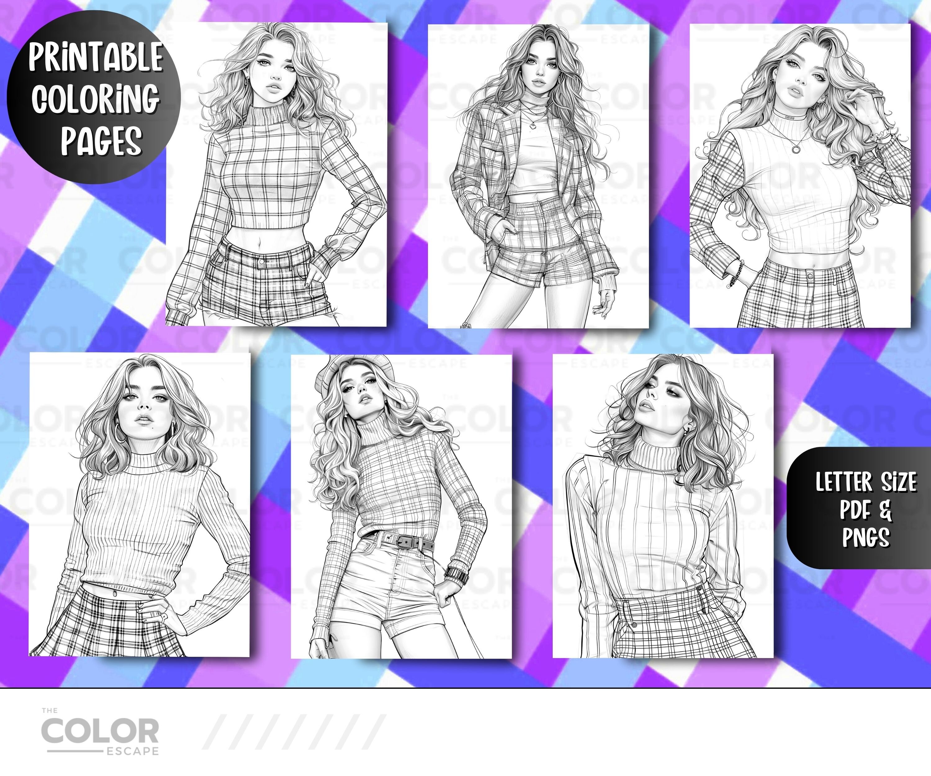 School Girls Wearing Plaid Coloring Pages | Stylish Women's Fashion ...