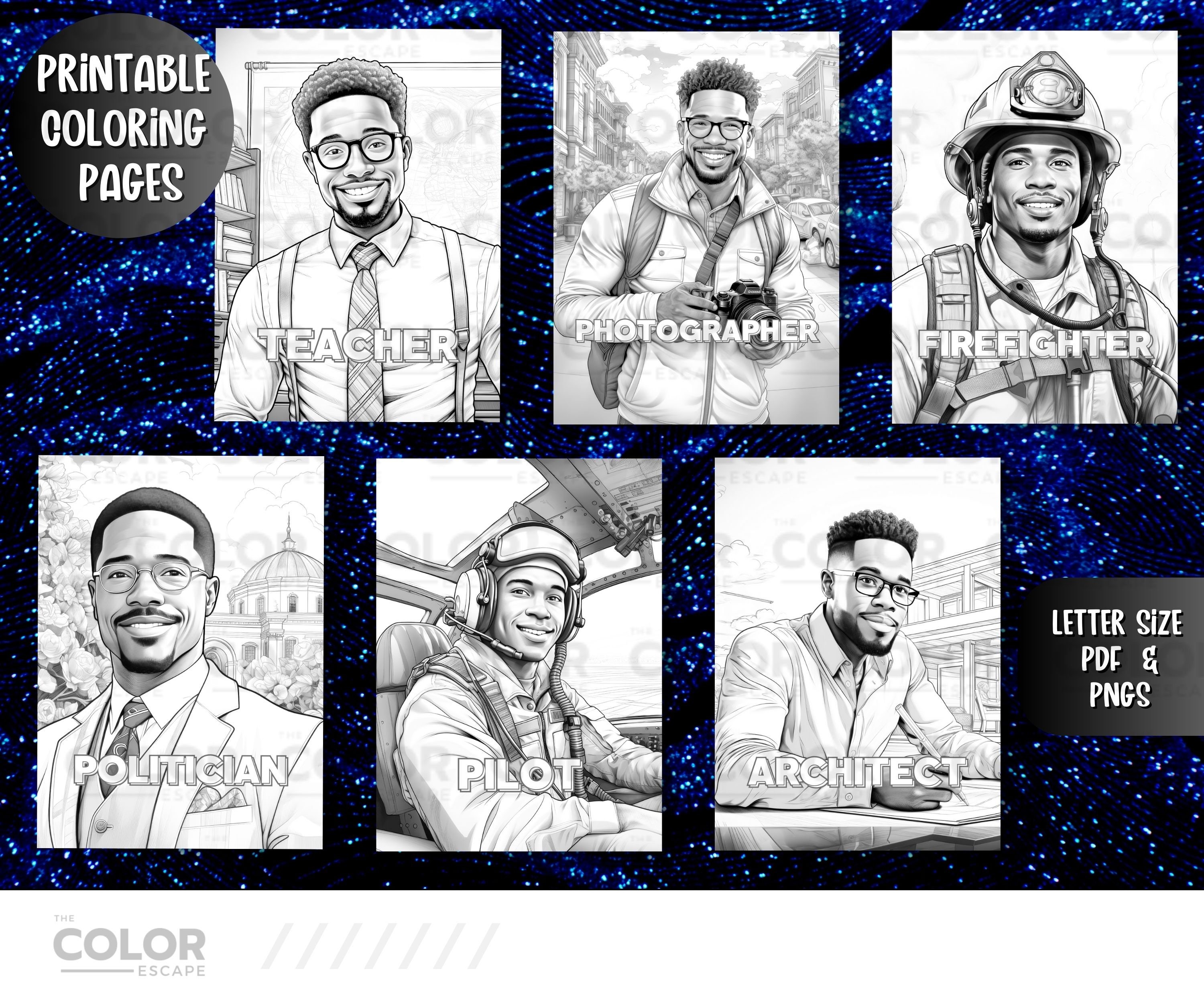 Black Hard-working Men Coloring Pages | African-american Men Career ...