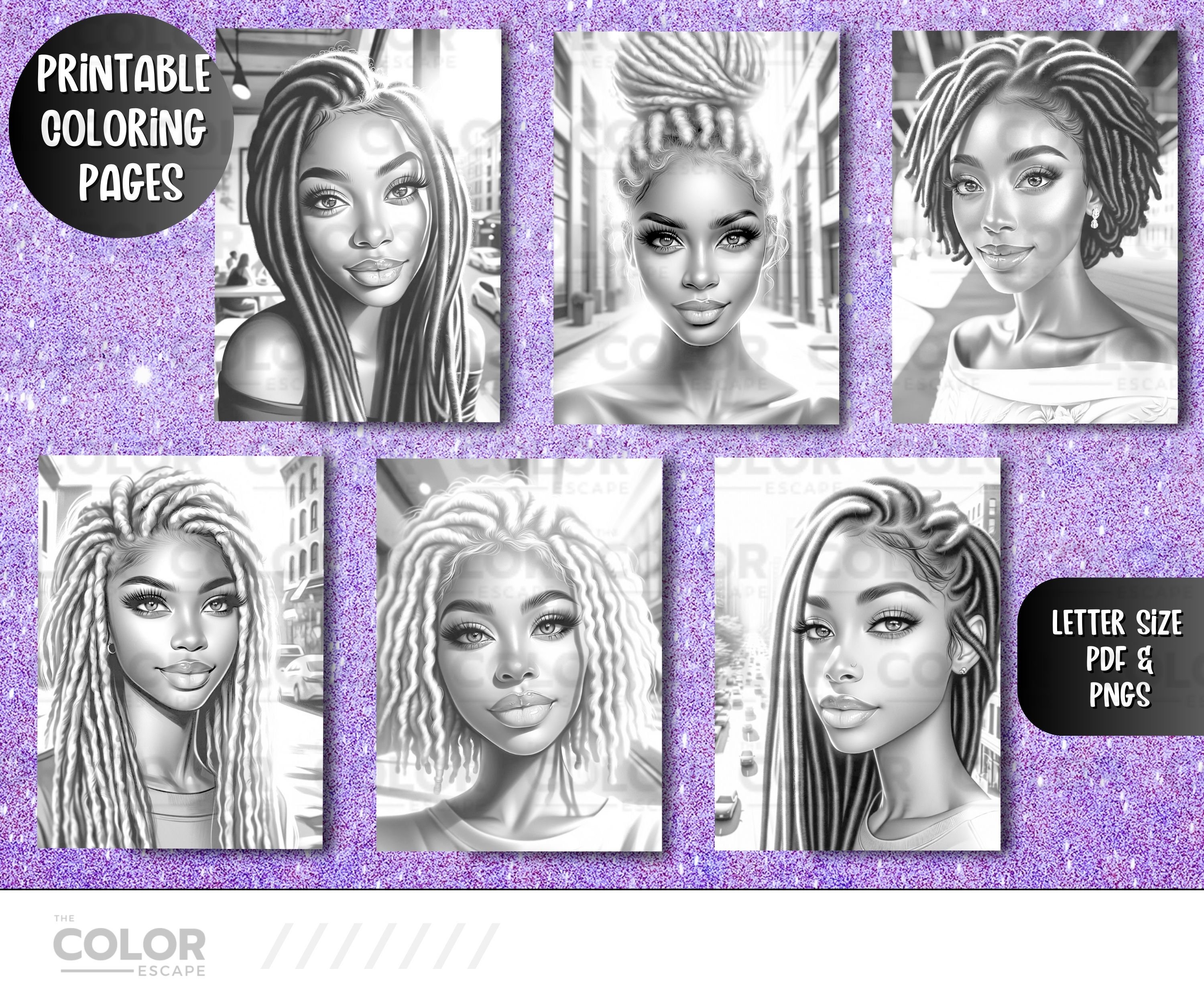 Black Women Locs Coloring Pages African American Dreadlocks Hairstyle ...