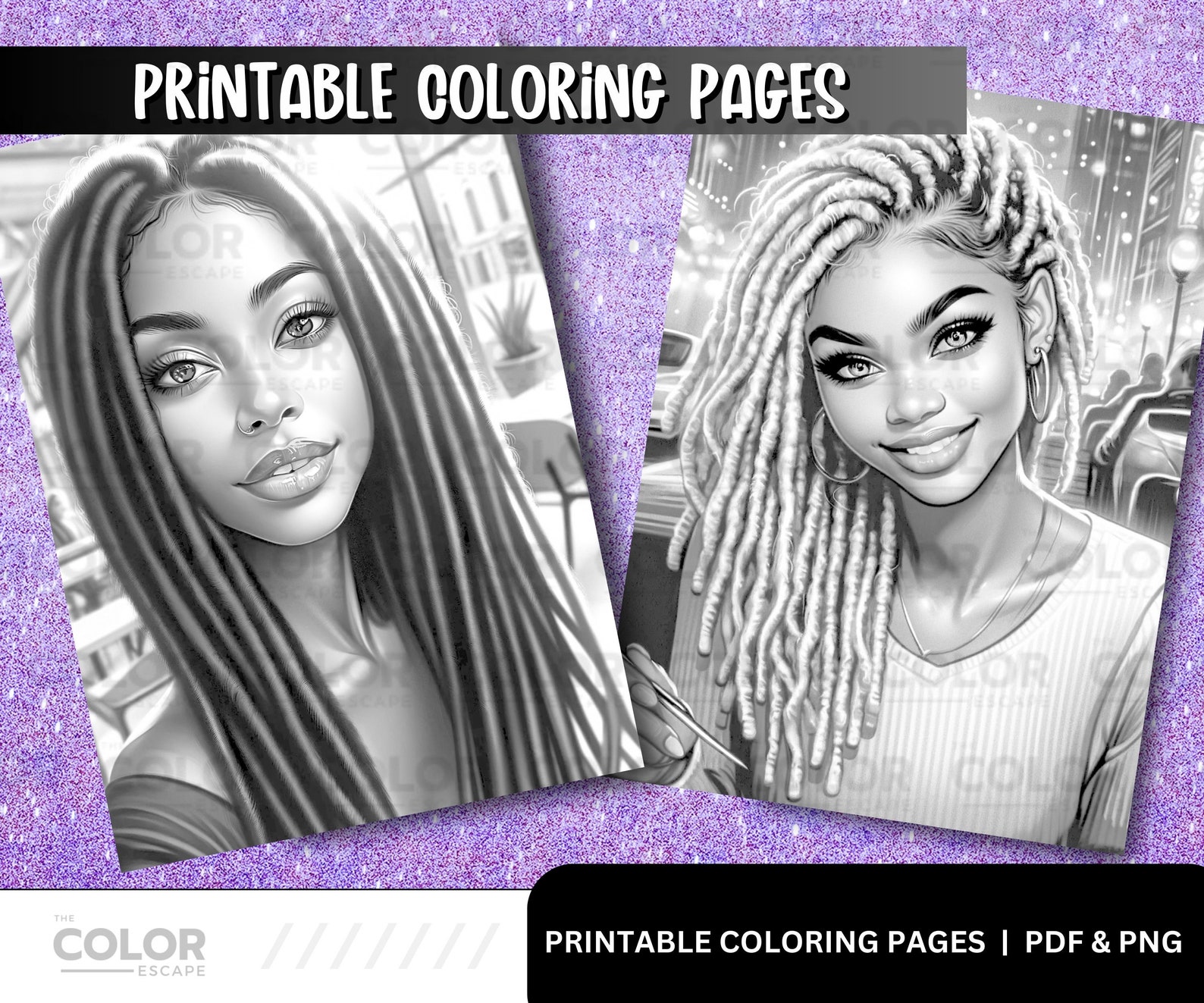 Black Women Locs Coloring Pages | African American Dreadlocks Hairstyle ...