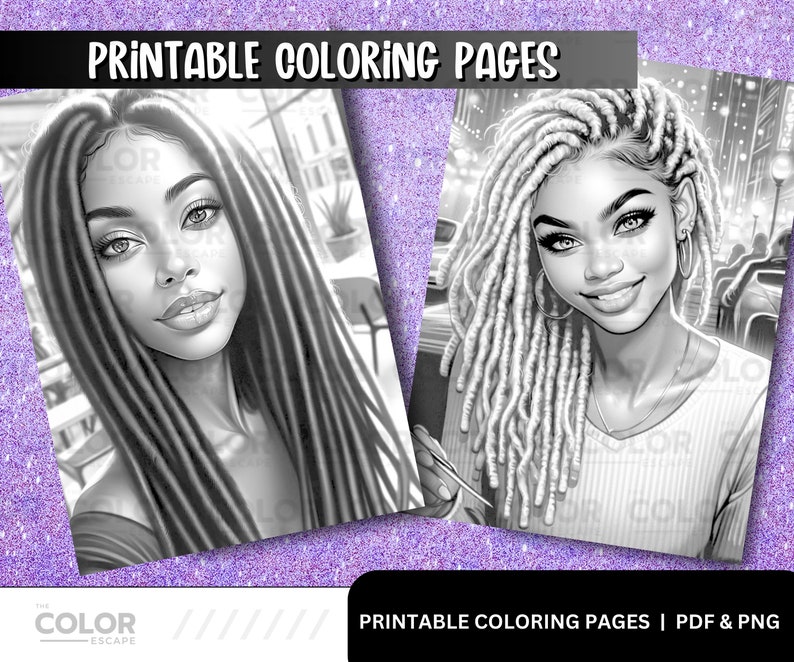 Black Women Locs Coloring Pages | African American Dreadlocks Hairstyle ...