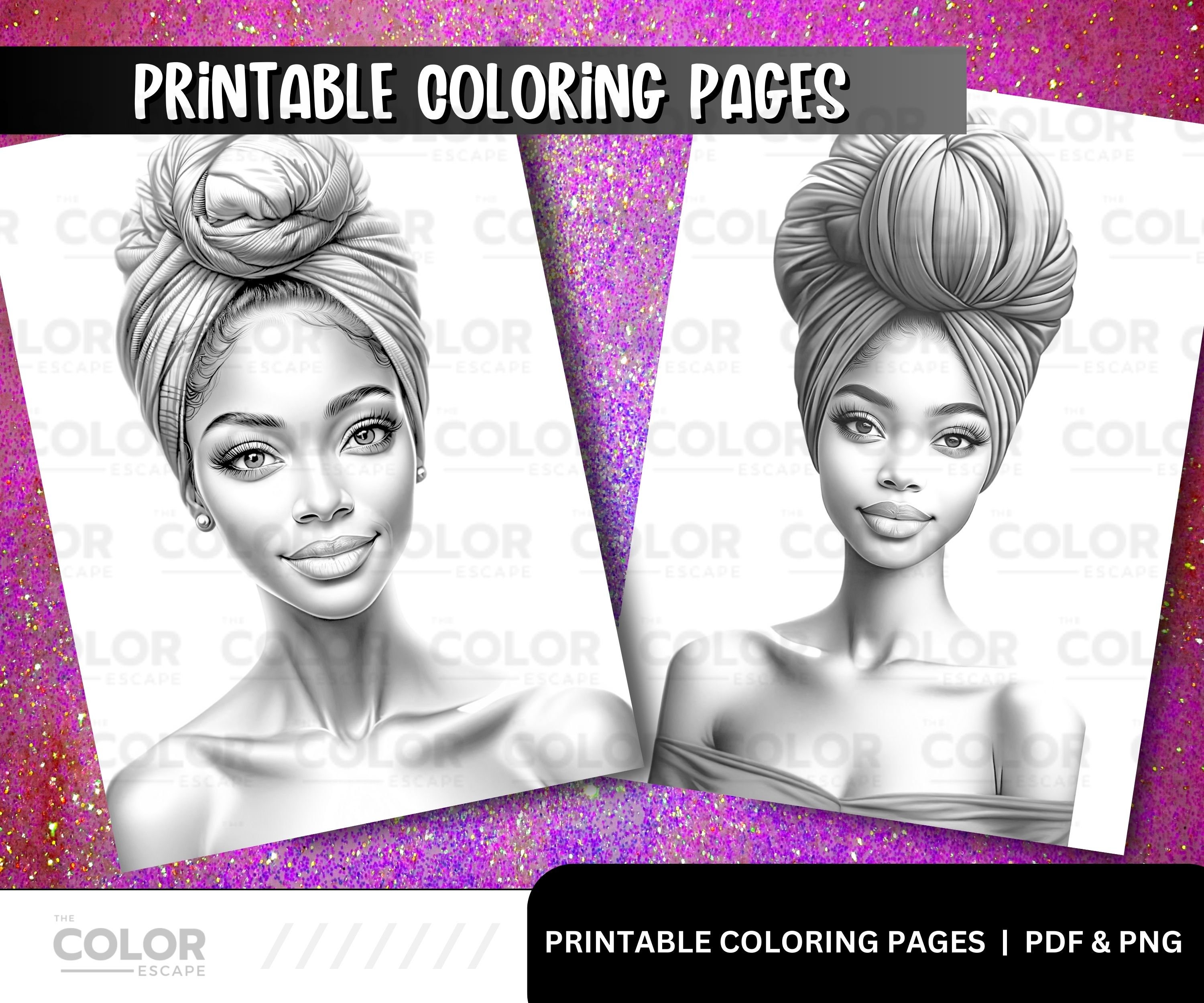 Black Women Headwraps Coloring Pages | African-american Girls | Natural ...