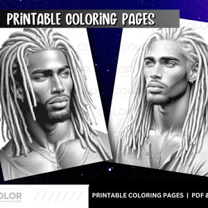 Black Men Locs Hair Coloring Pages | African-american Dreadlocks ...