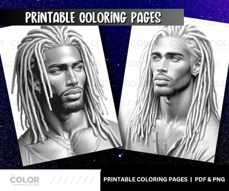 Black Men Locs Hair Coloring Pages | African-american Dreadlocks ...