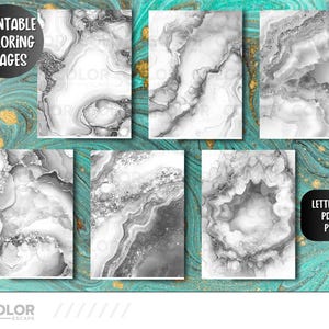 Crystal Agate Geodes Coloring Pages | Intricate Rock Pattern Printable ...
