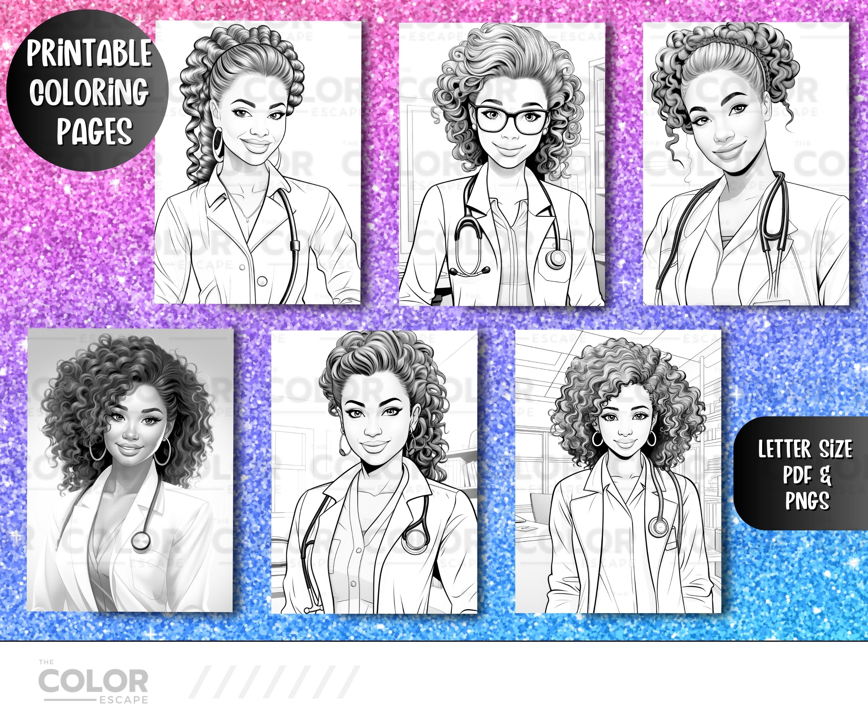 Black Woman Doctors Coloring Pages | African-american Female Doctor Mds ...