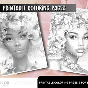 Digital Download Coloring Page - Floral Goddess: Young Black Women With ...