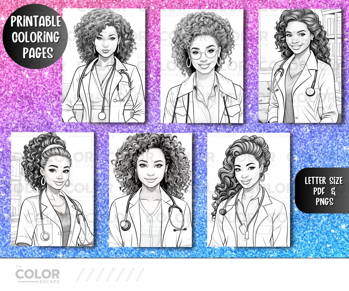 Black Woman Doctors Coloring Pages African-american Female Doctor Mds ...