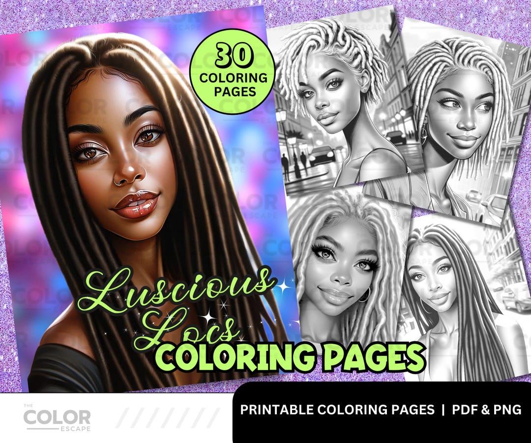 Black Women Locs Coloring Pages | African American Dreadlocks Hairstyle ...