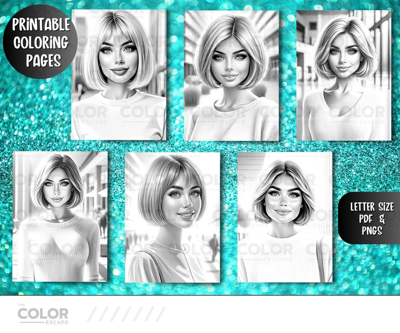 Women Bob Hairstyle Coloring Pages | Classic Haircut Coloring ...