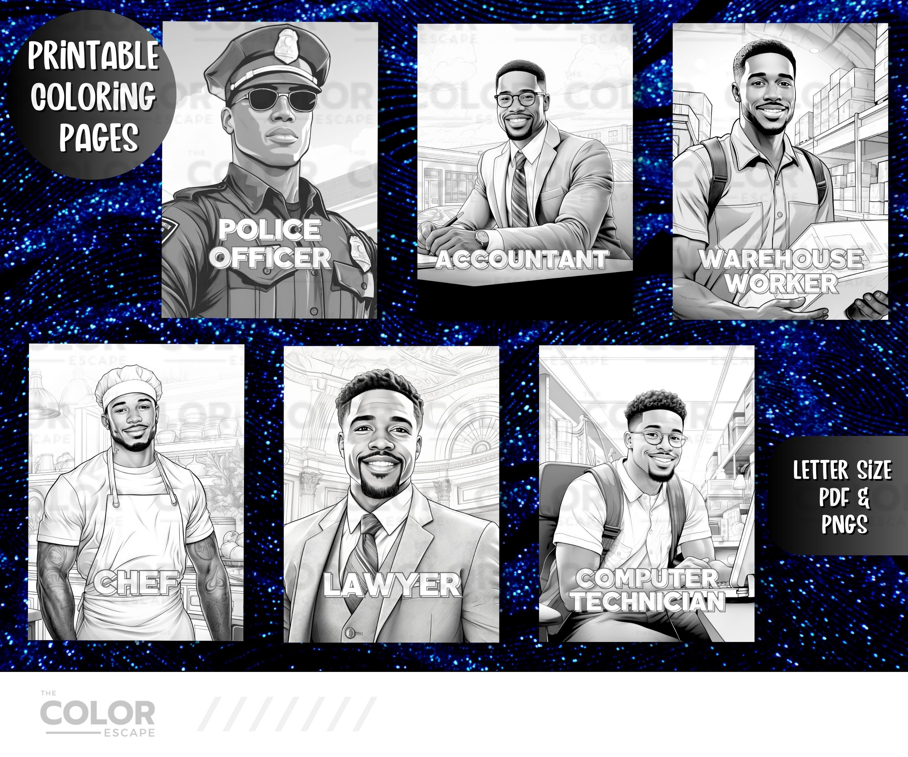 Black Hard-working Men Coloring Pages | African-american Men Career ...