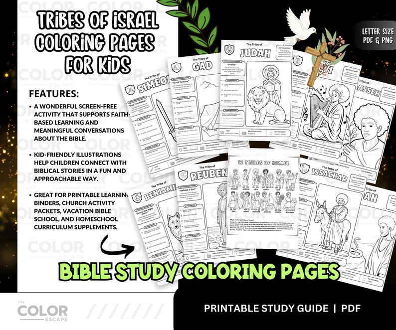 12 Tribes of Israel Coloring Pages for Kids | Bible Color and Learn ...