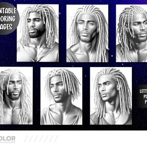 Black Men Locs Hair Coloring Pages | African-american Dreadlocks ...