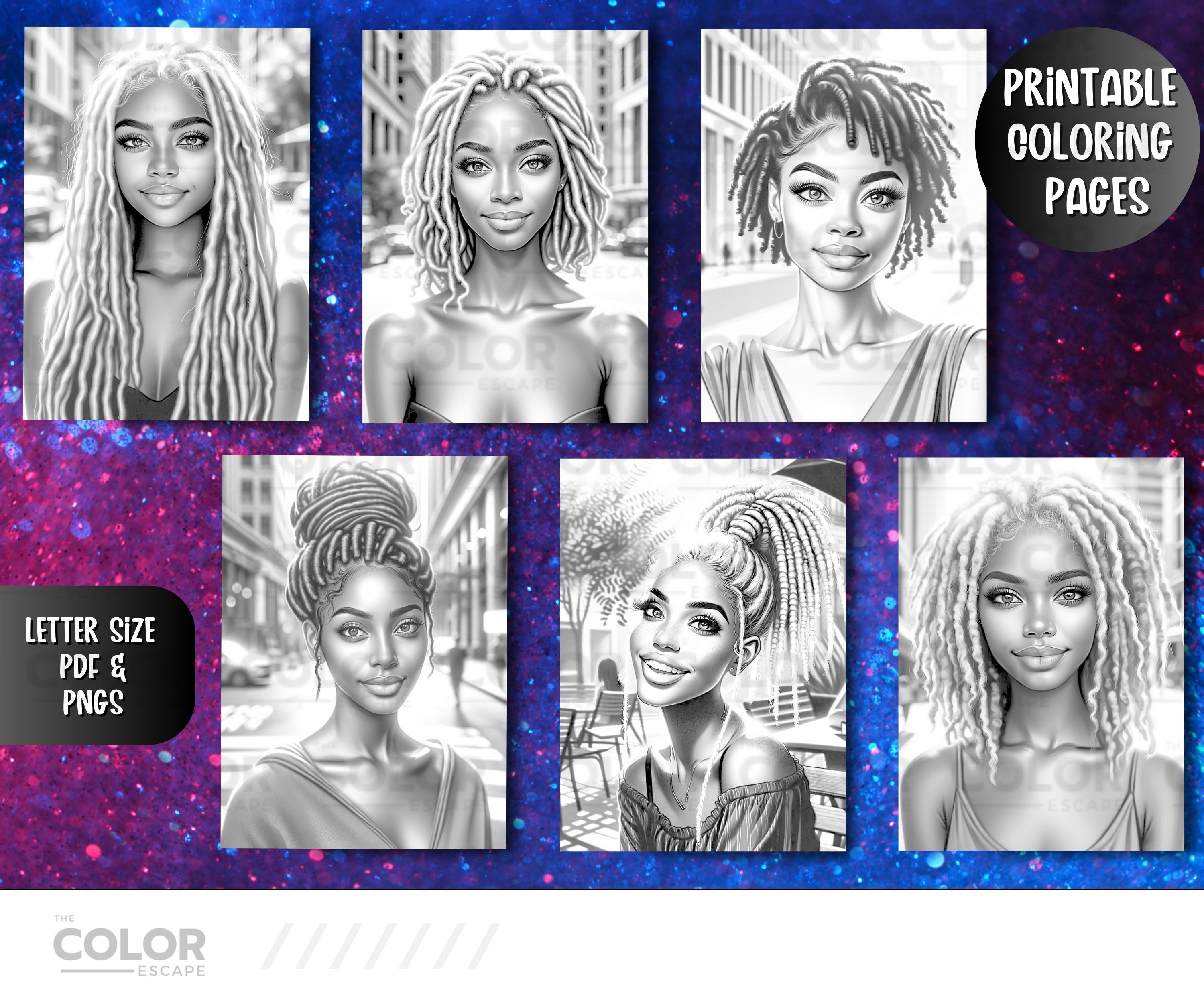 Black Women Locs Coloring Pages African American Dreadlocks Hairstyle ...