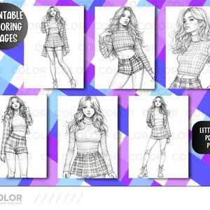 School Girls Wearing Plaid Coloring Pages | Stylish Women's Fashion ...