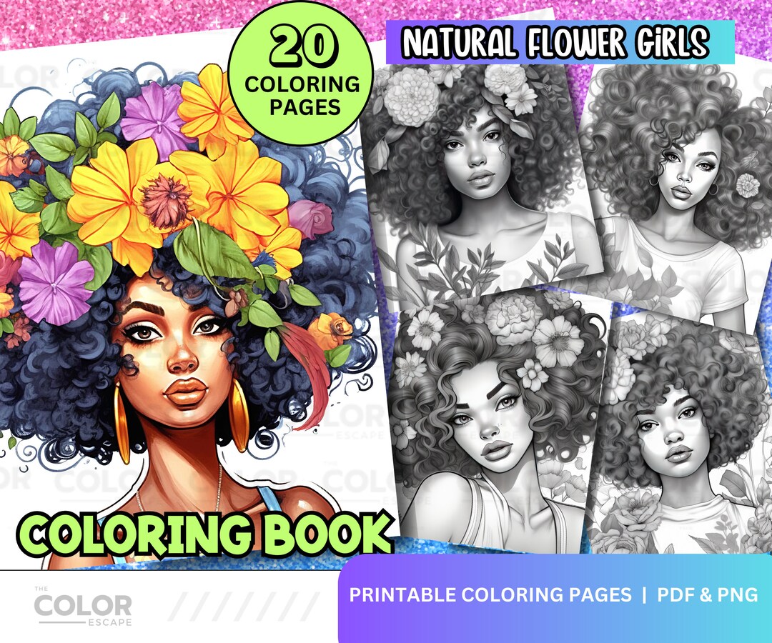 Black Girls Coloring Pages | African-american Flower Girls Botanical ...
