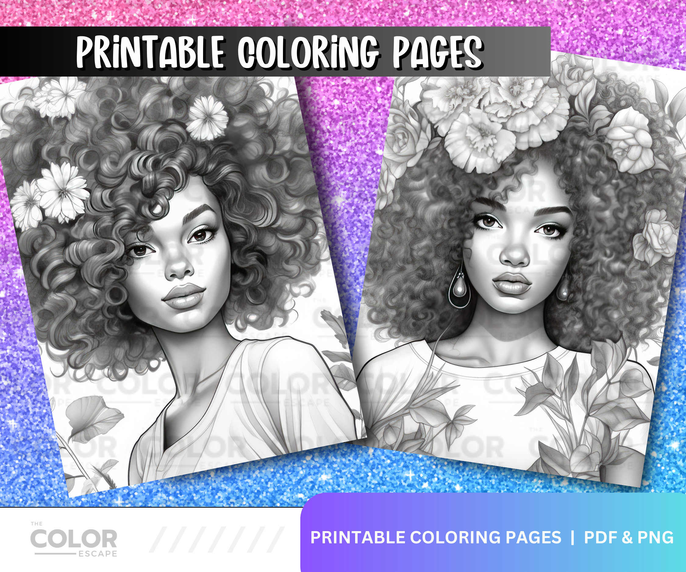 Black Girls Coloring Pages | African-american Flower Girls Botanical ...