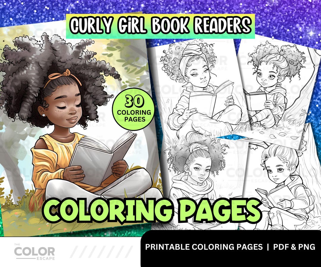 Black Girls Reading Coloring Pages | Cute African-american Girls ...