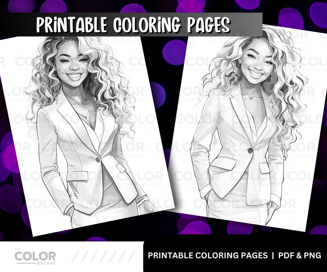 Black Corporate Women Coloring Pages | African-american Career Working ...