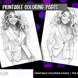 Black Corporate Women Coloring Pages | African-american Career Working ...