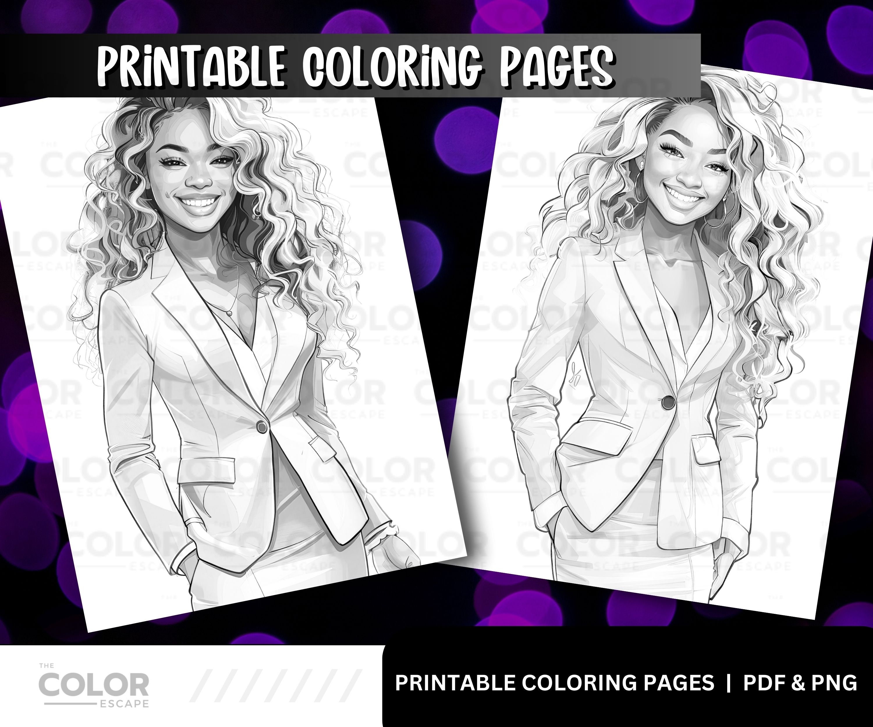 Black Corporate Women Coloring Pages African-american Career Working ...