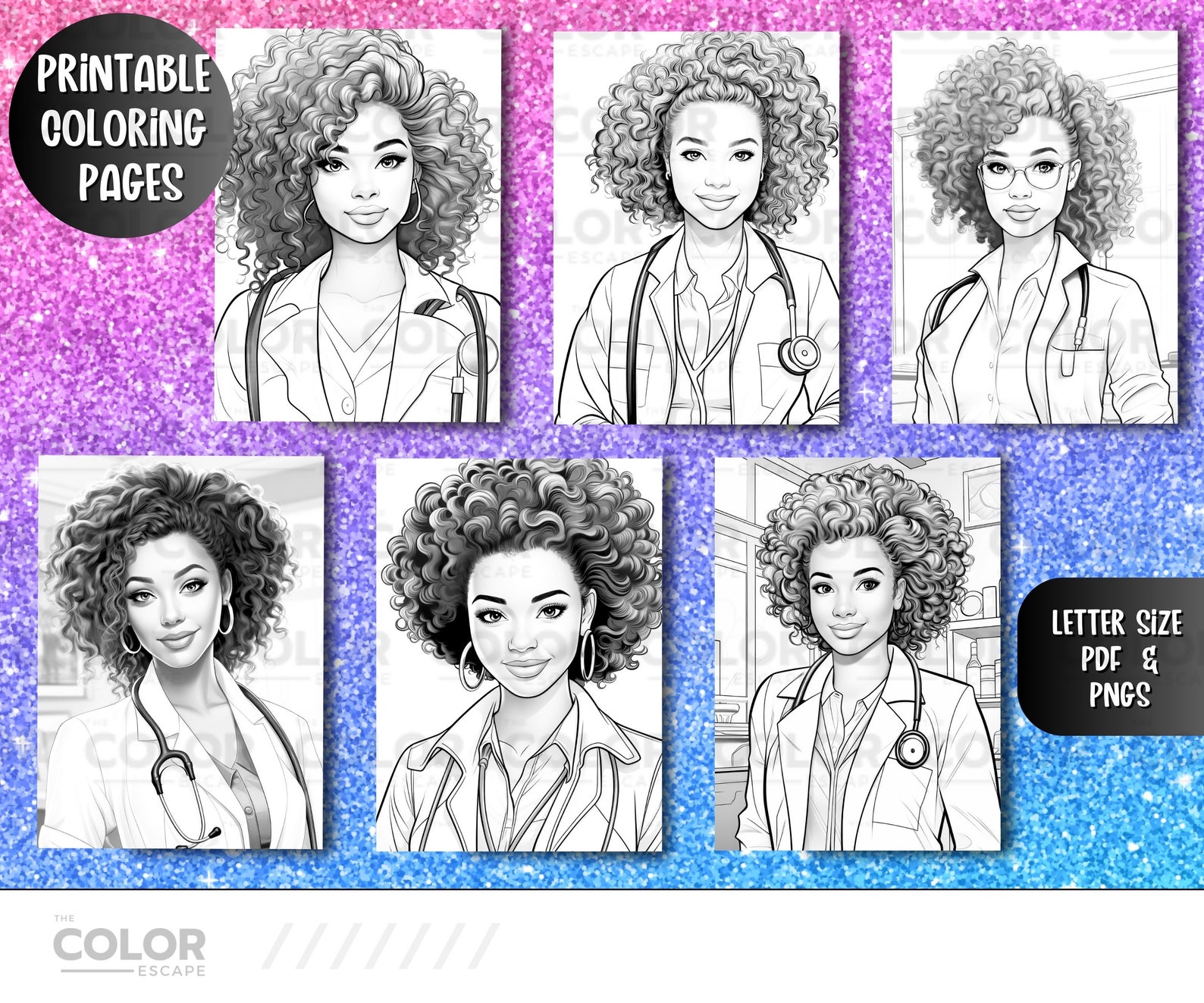 Black Woman Doctors Coloring Pages | African-american Female Doctor Mds ...