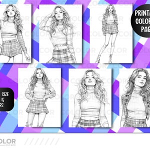 School Girls Wearing Plaid Coloring Pages | Stylish Women's Fashion ...