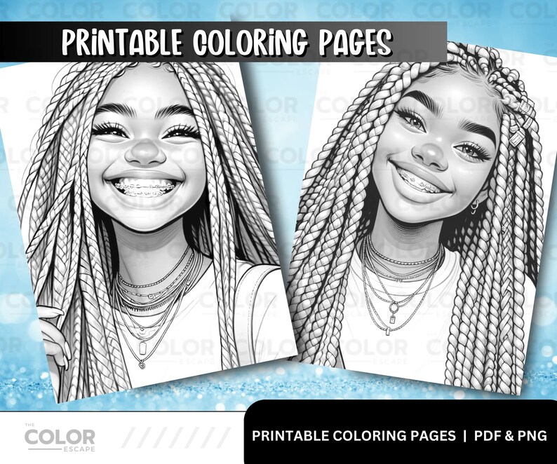 Black Girl Coloring Pages Cute African-american Girls Curly Afro ...