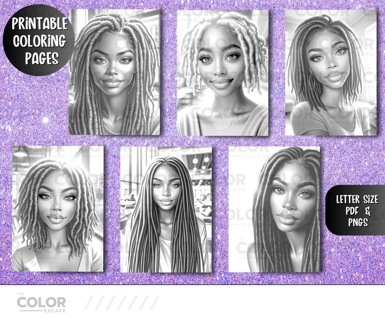 Black Women Locs Coloring Pages African American Dreadlocks Hairstyle ...