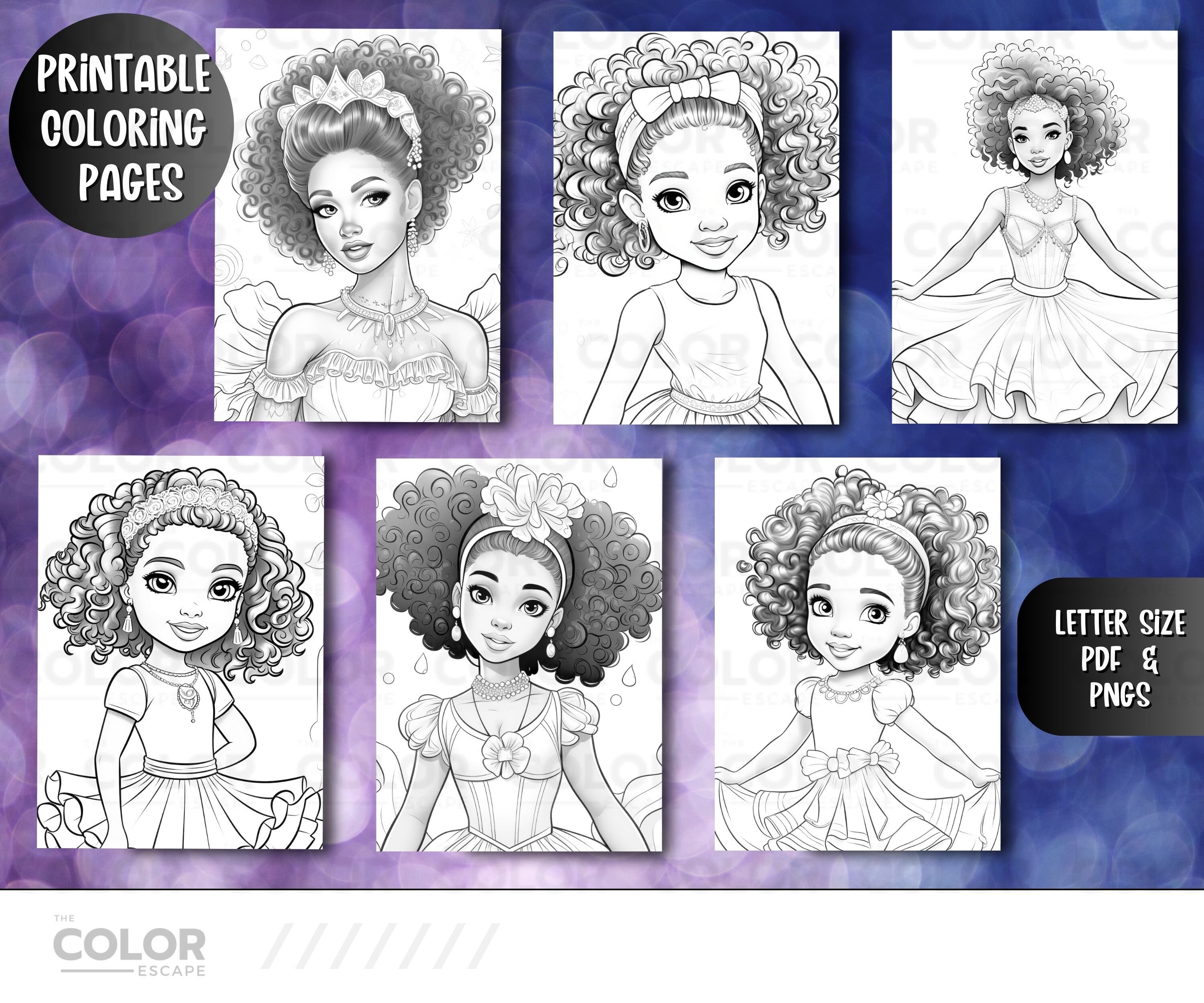 Black Ballerina Girls Coloring Pages African-american Girls Curly ...