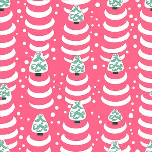 20 Pink Christmas Tree Digital Patterns, Retro Pink Candy Cane and ...