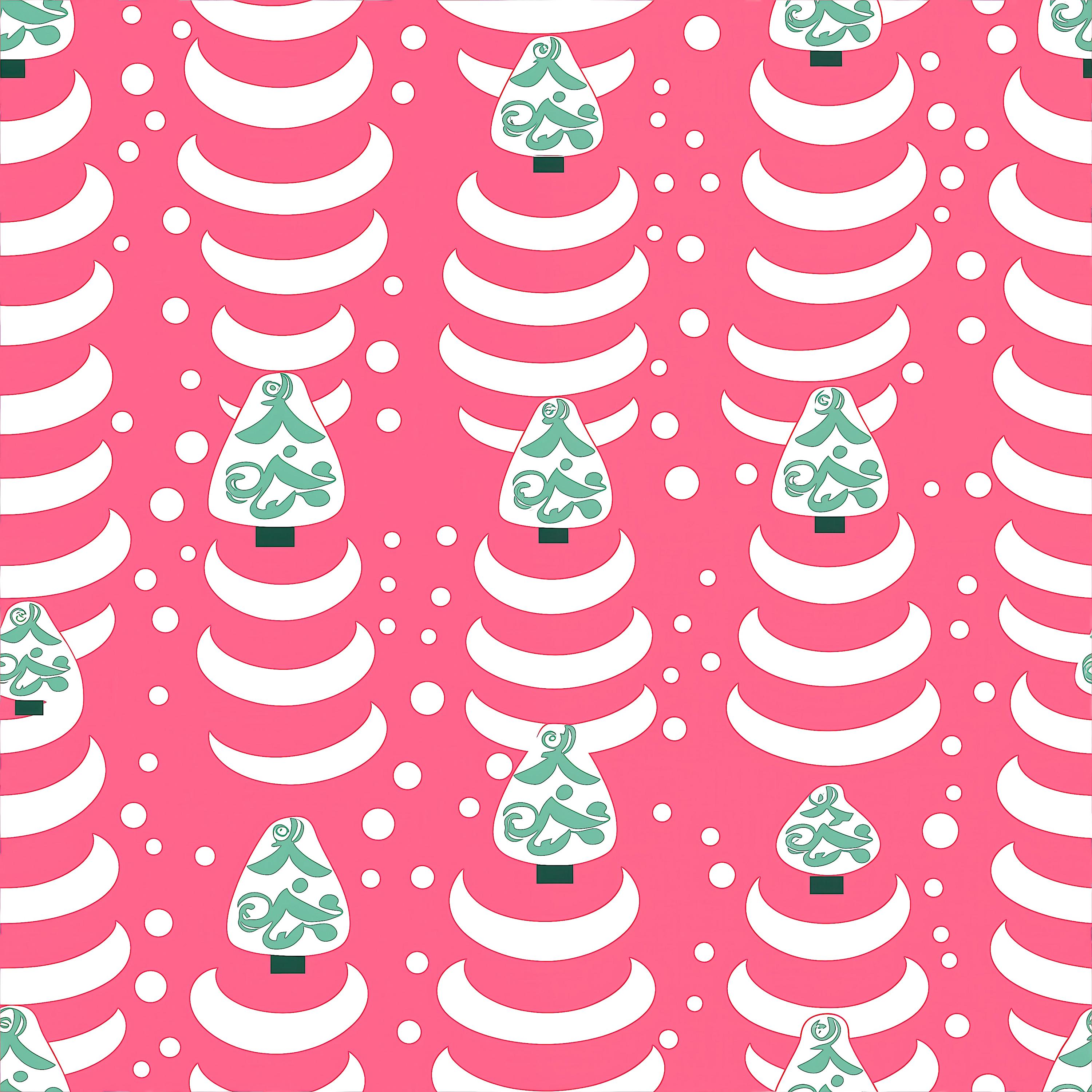 20 Pink Christmas Tree Digital Patterns, Retro Pink Candy Cane and ...