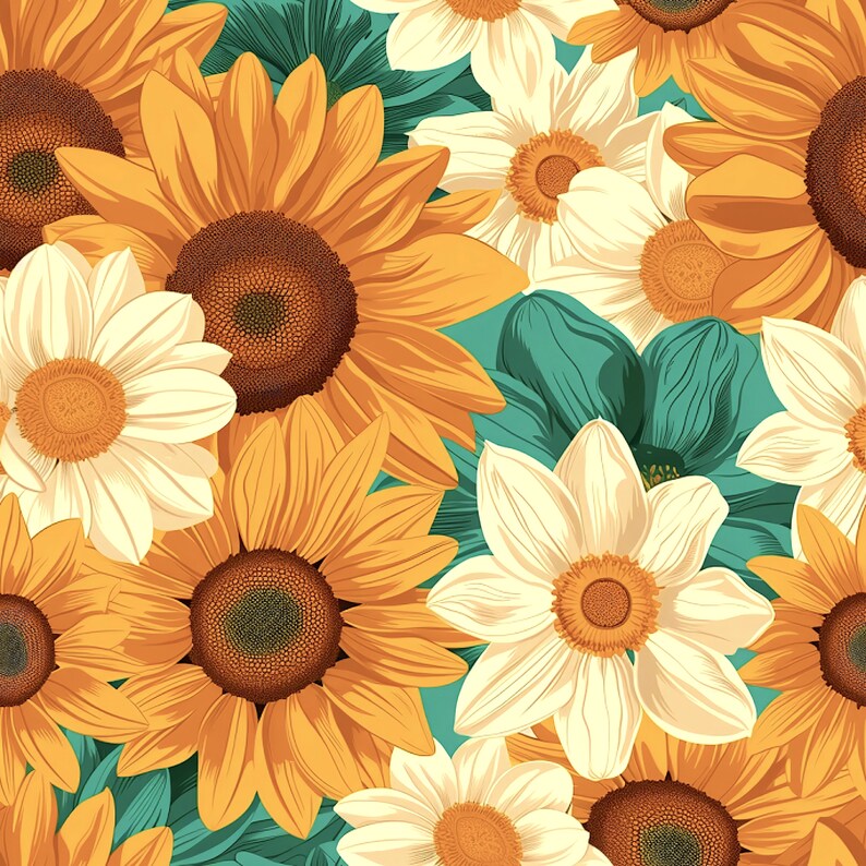 17 Retro Sunflower and Daffodil Patterns for Home Decor - Etsy