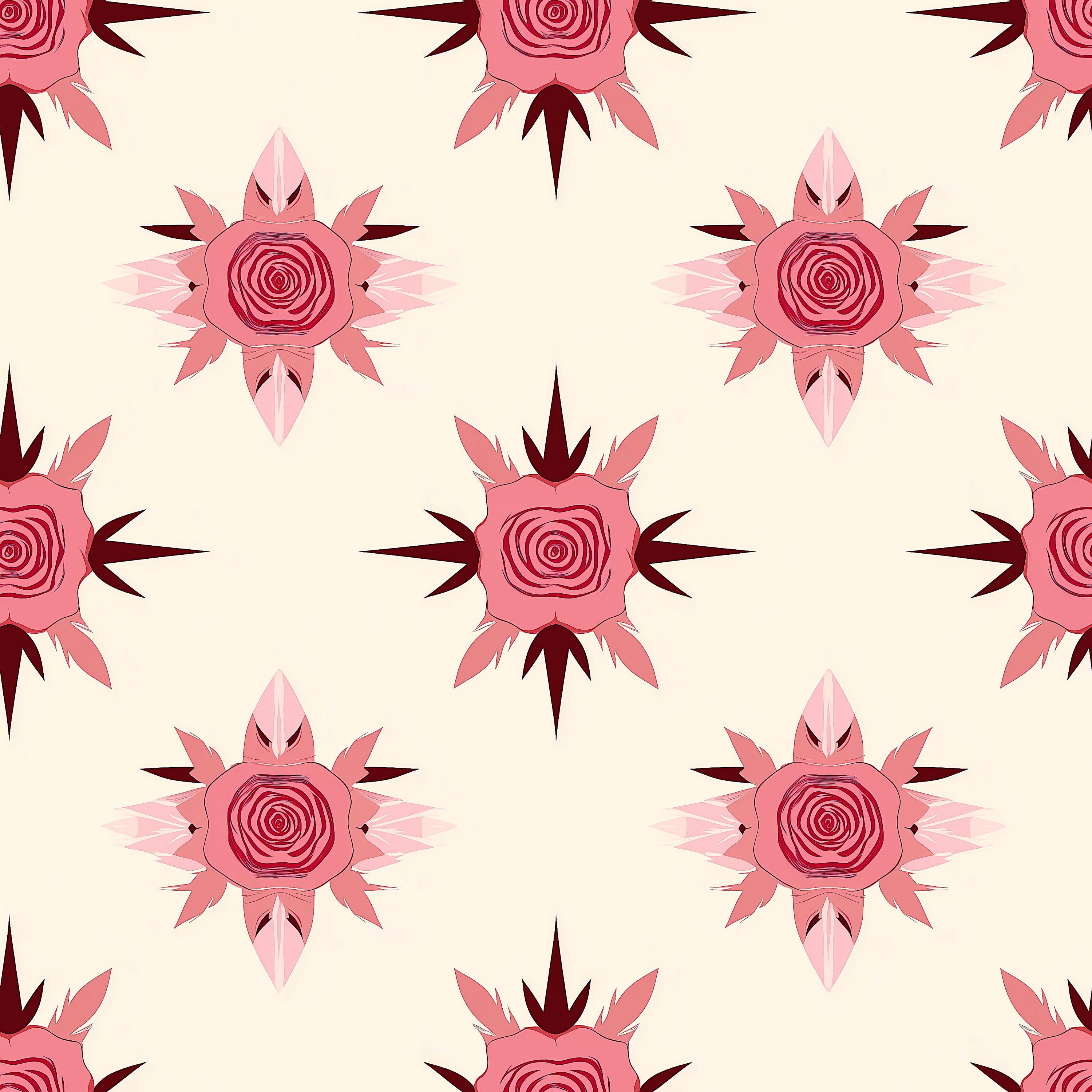 24 Pink Rose Digital Patterns, Cute Retro Floral Designs, Vintage ...